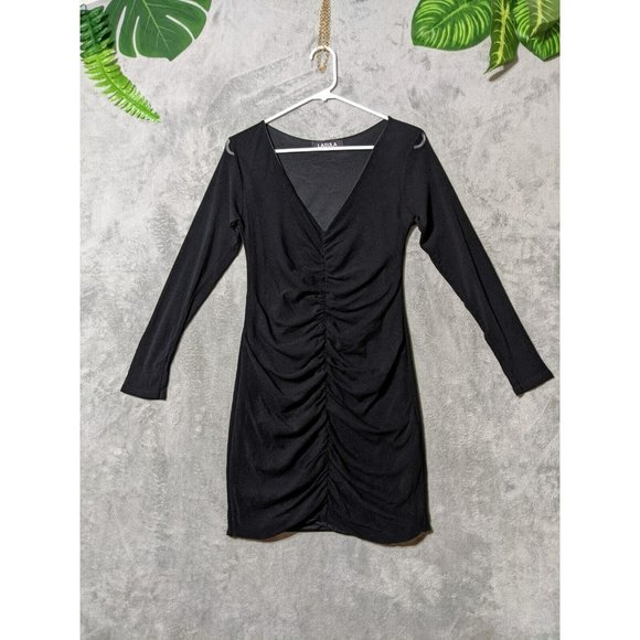 Lasula | Dresses | Lasula Women Mini Dress Long Sleeve Vneck Solid ...